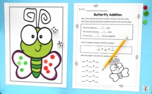 🦋 FREE FREE Butterfly Kindergarten Addition and Subtraction Worksheets