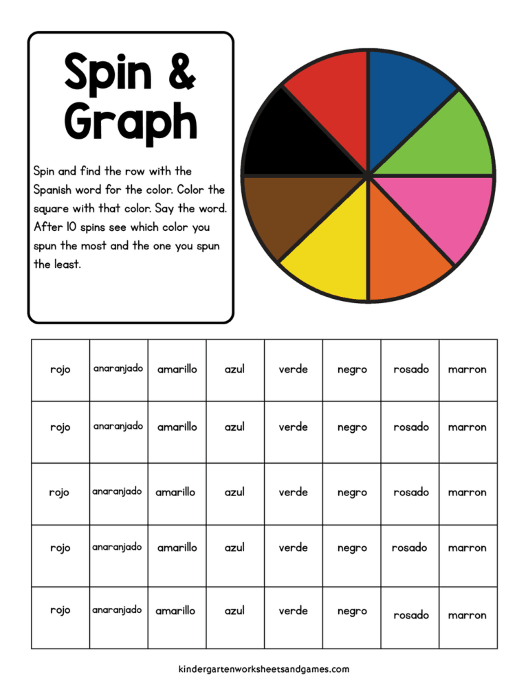 FREE Spin and Graph Spanish Color Words