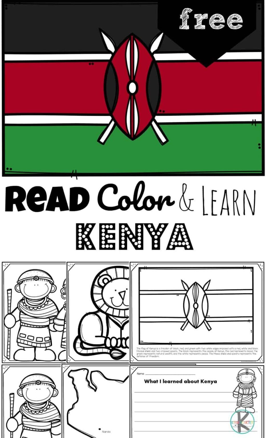 FREE Read Color and Learn about KENYA
