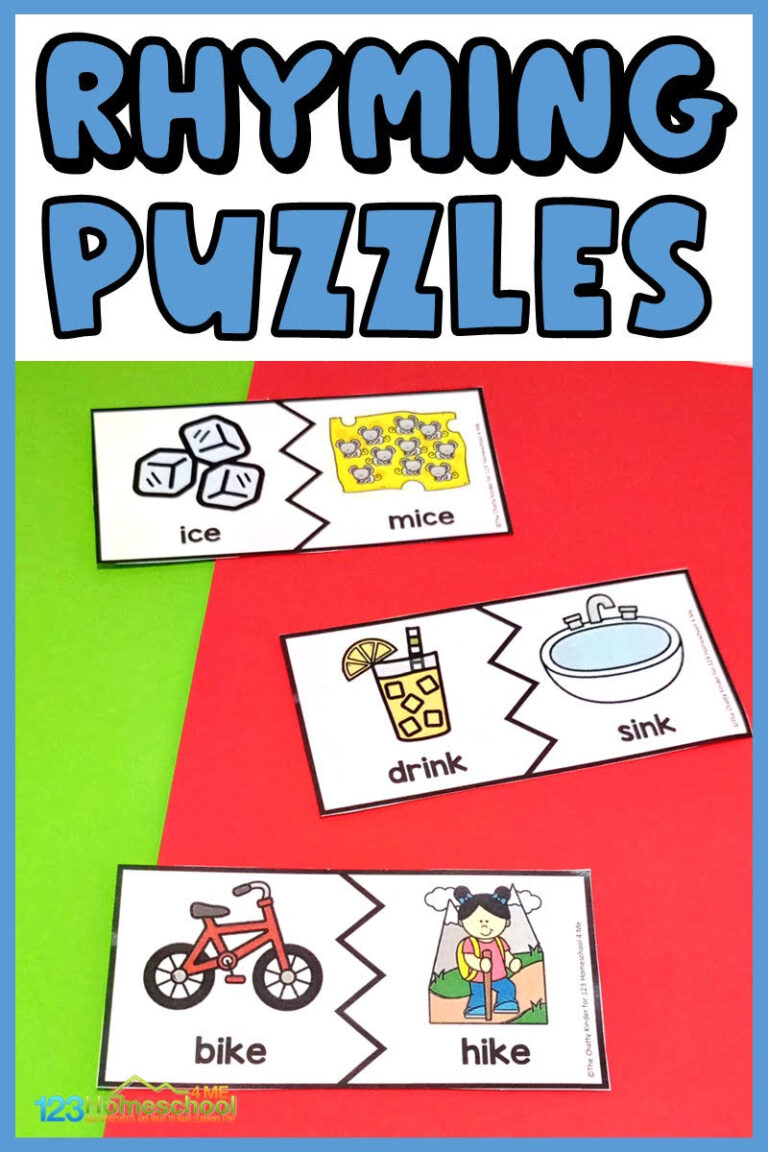 FREE Rainbow Rhyming Activity for Kindergarten