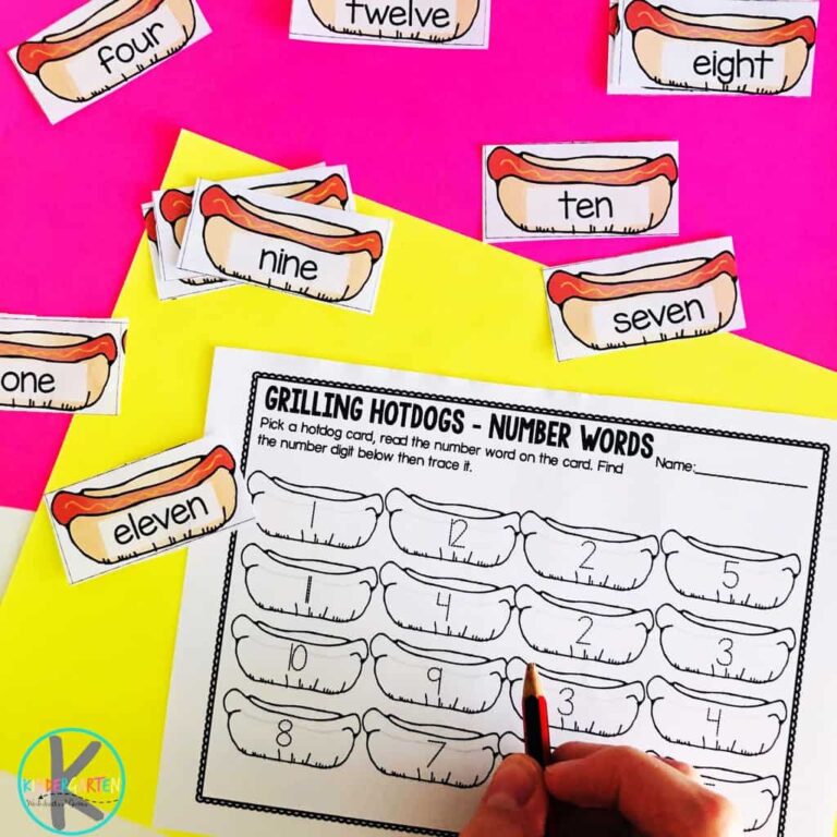? FREE Hotdogs Number Words Printable Activity