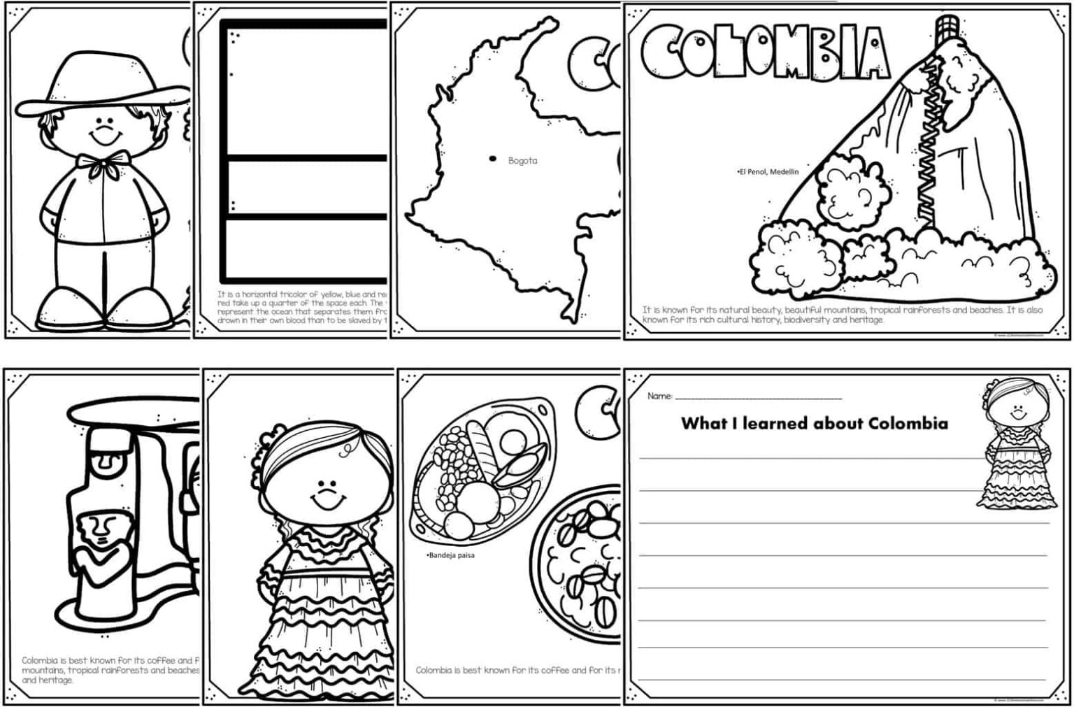 FREE Read Color and Learn about COLOMBIA