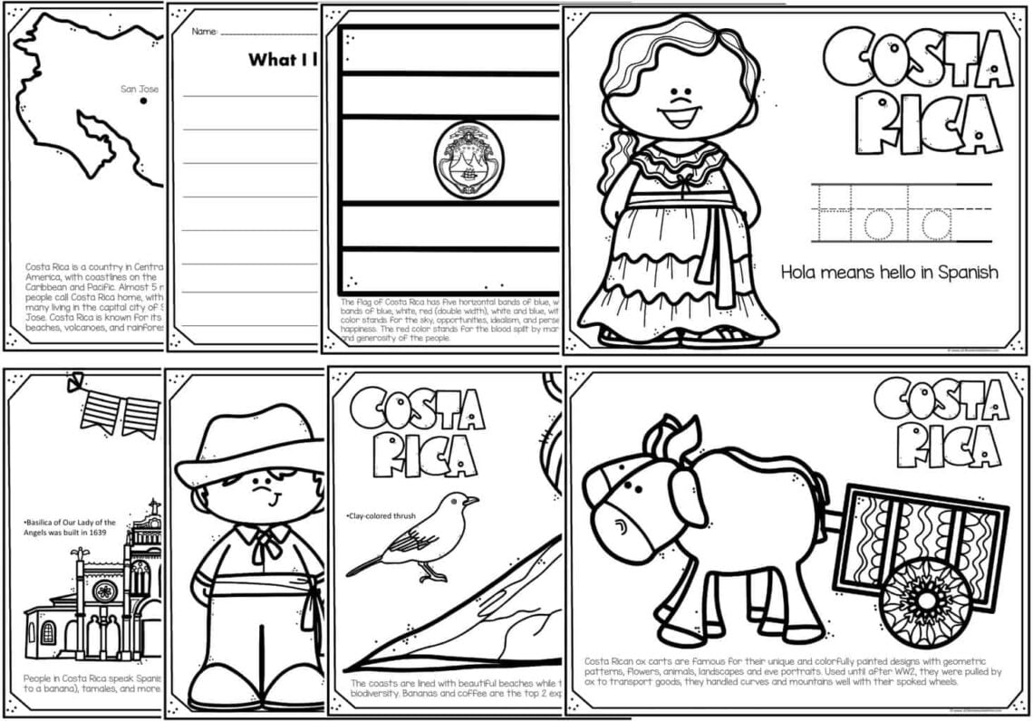 FREE Costa Rica Coloring Pages - Read, Color, and Learn