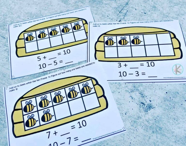 FREE Bee Ten Frame Math