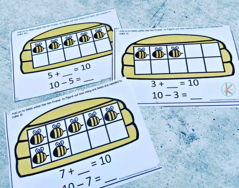FREE Bee Ten Frame Math