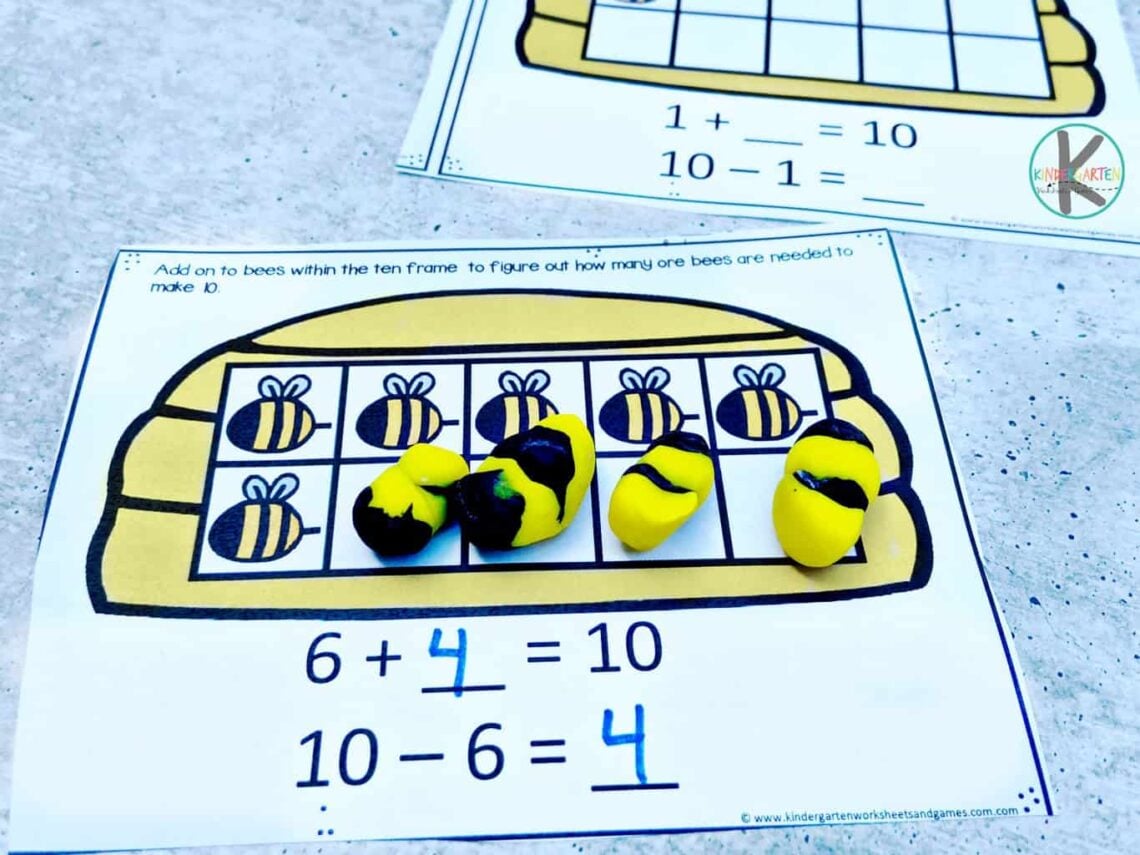 FREE Bee Ten Frame Math