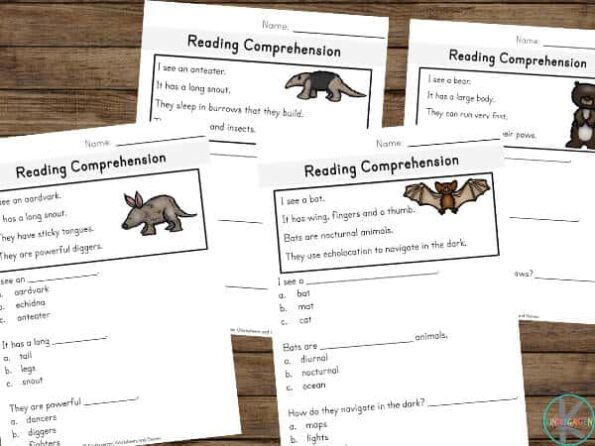 🦘 FREE Mammal Kindergarten Reading Comprehension Worksheets