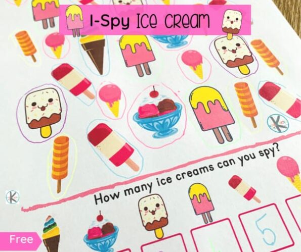 🍨 FREE Summer Ice Cream I Spy Printables
