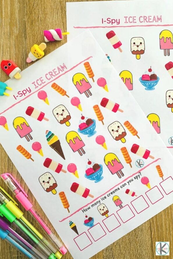 🍨 FREE Summer Ice Cream I Spy Printables