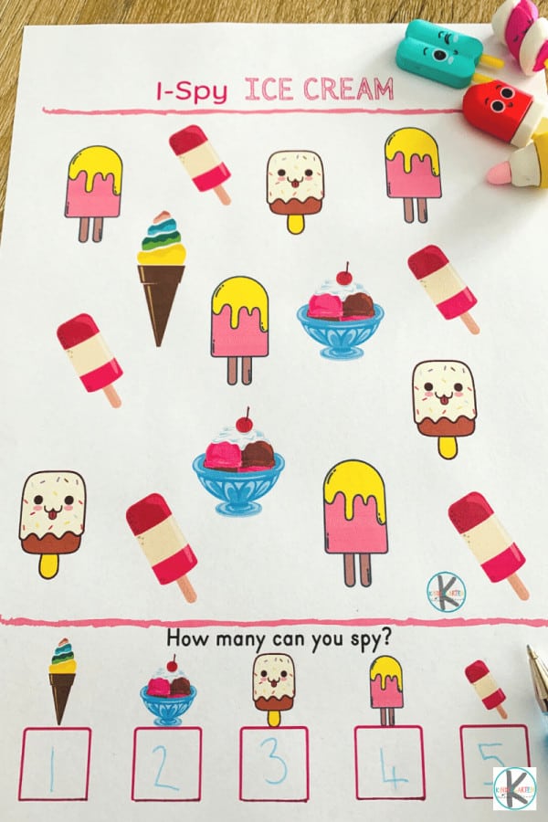 🍨 FREE Summer Ice Cream I Spy Printables