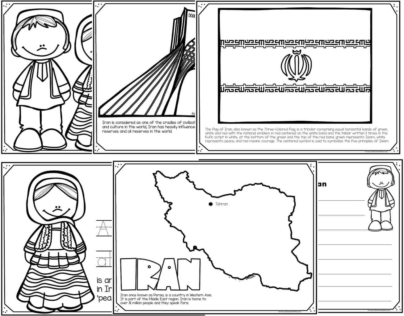 FREE Printable Iran for Kids Coloring Pages