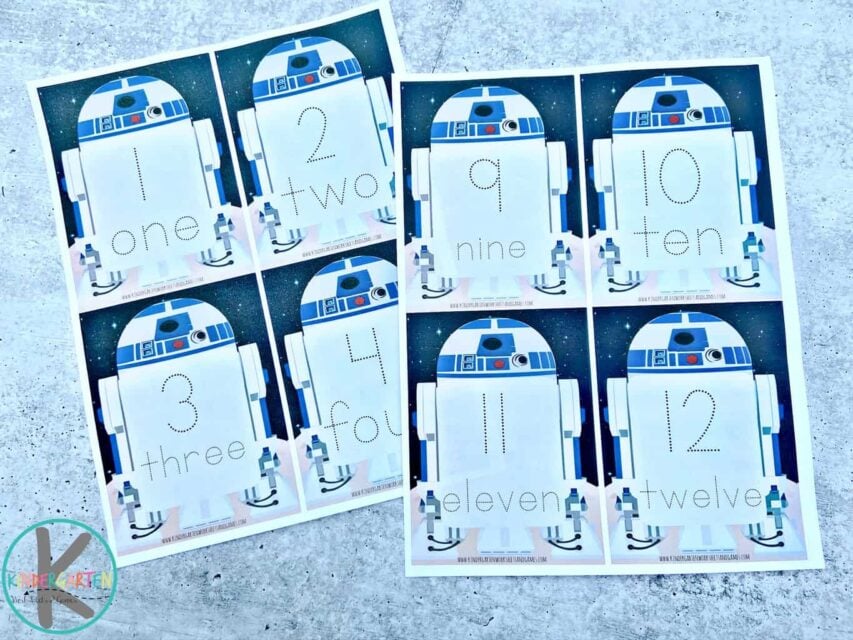 FREE Star Wars Number Tracing Writing Practice 1-20