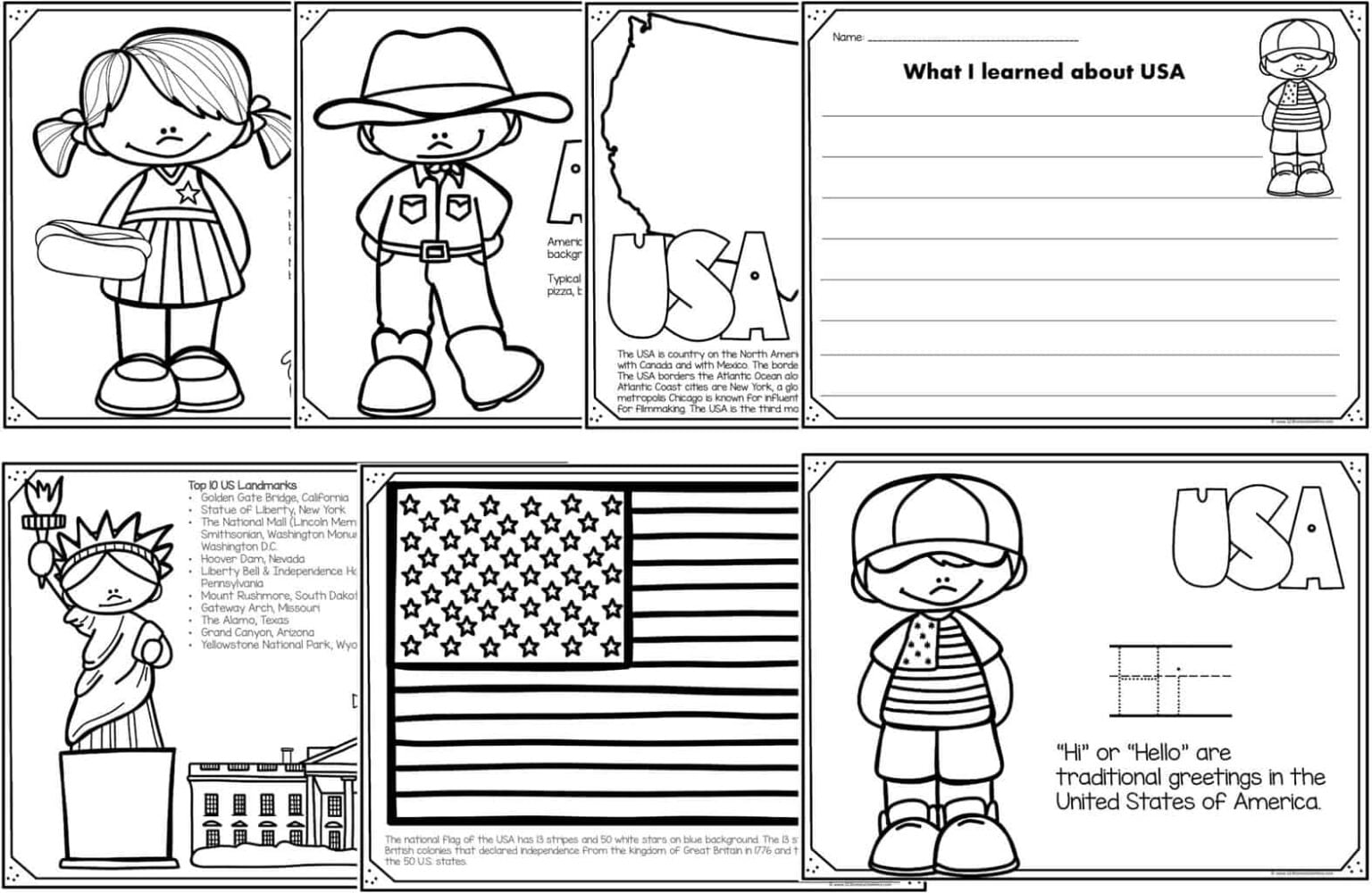 🗽 FREE USA Coloring Pages for kids to Read, Color, and Learn