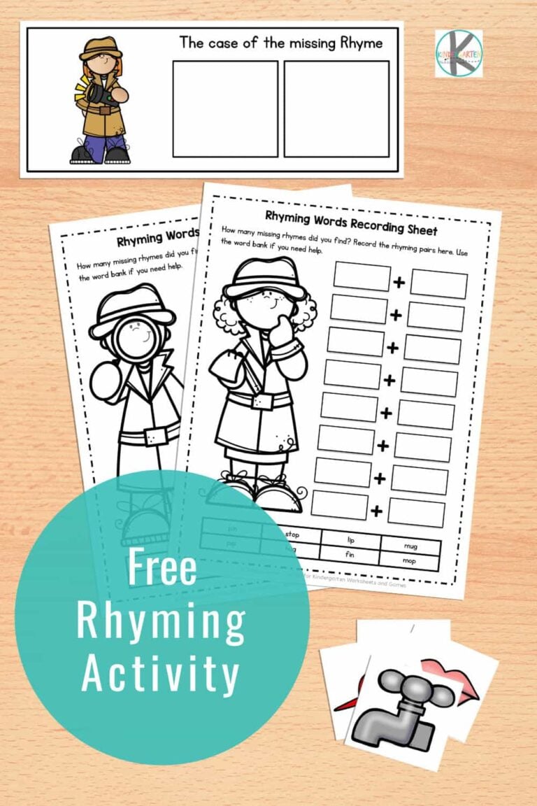 FREE Rhyming Worksheets for Kindergarten