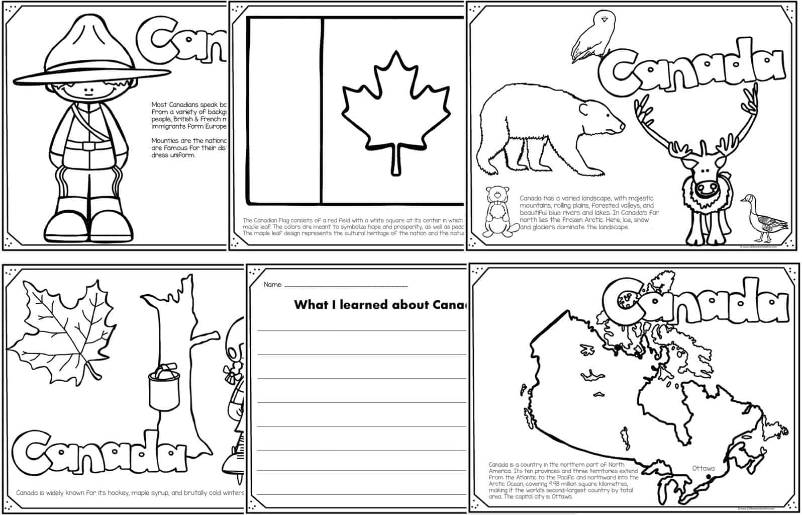FREE Read Color and Learn about CANADA for Kids