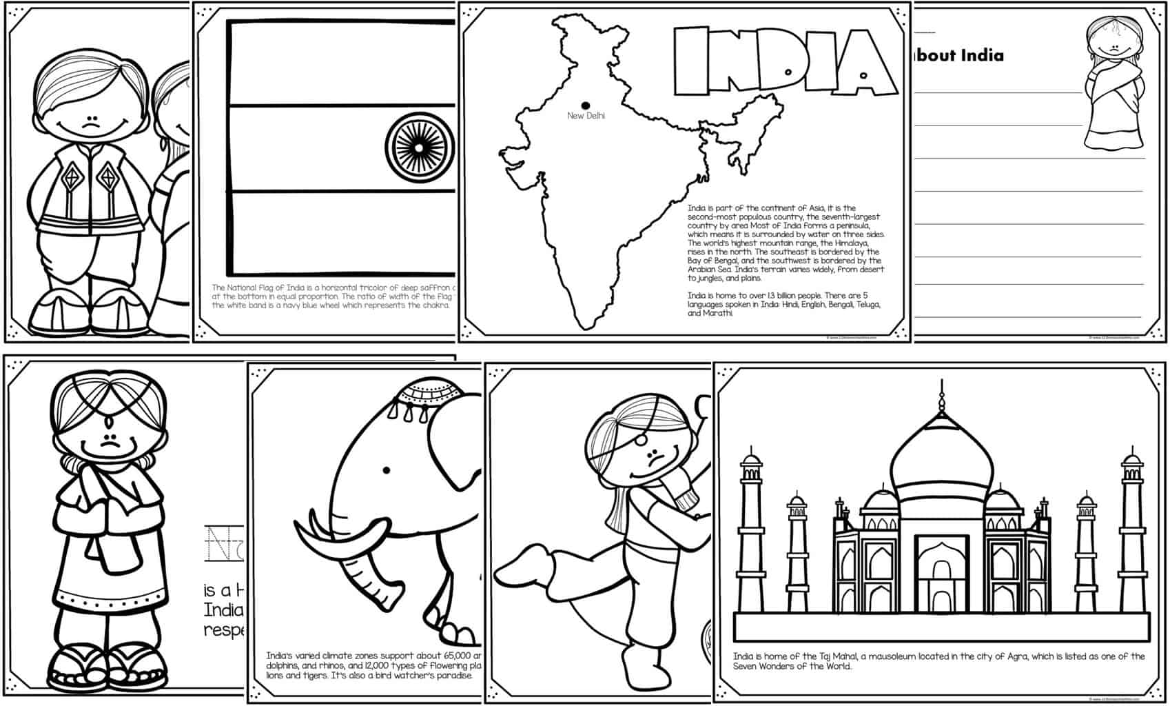 Read Color and Learn about INDIA