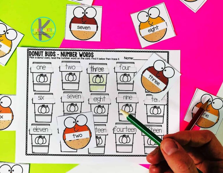 FREE Fall Donuts Number Words Matching Activity