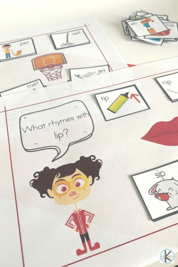 FREE Superhero Rhyming Mats