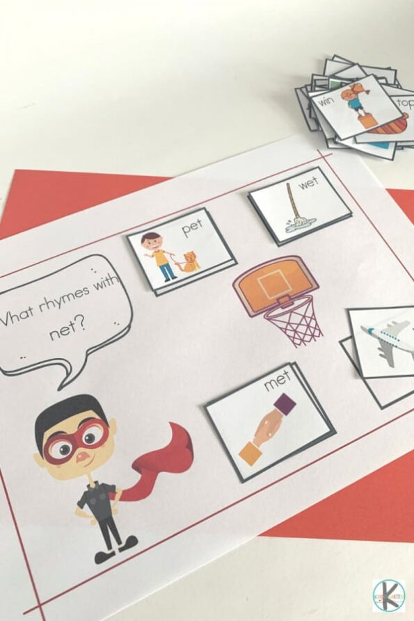 FREE Superhero Rhyming Mats