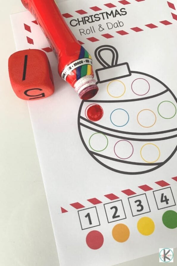 🎄 Roll & Dot FREE Printable Christmas Worksheets for Preschoolers