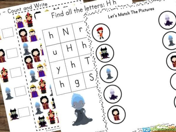 FREE Disney Villain Printables - Themed Kindergarten Worksheets