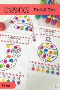 🎄 Roll & Dot FREE Printable Christmas Worksheets for Preschoolers