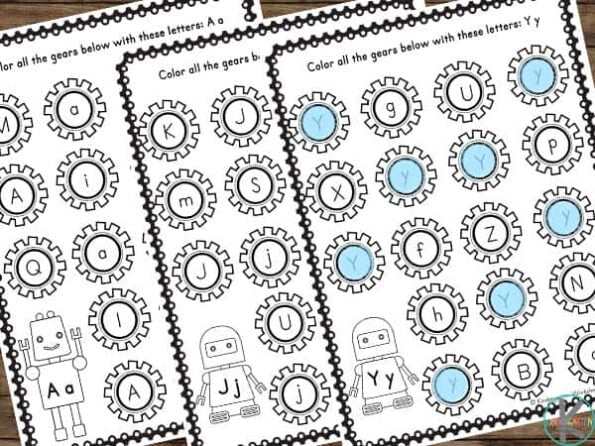 FREE FREE Robot Find the Letter Printable Worksheets for Kindergarten
