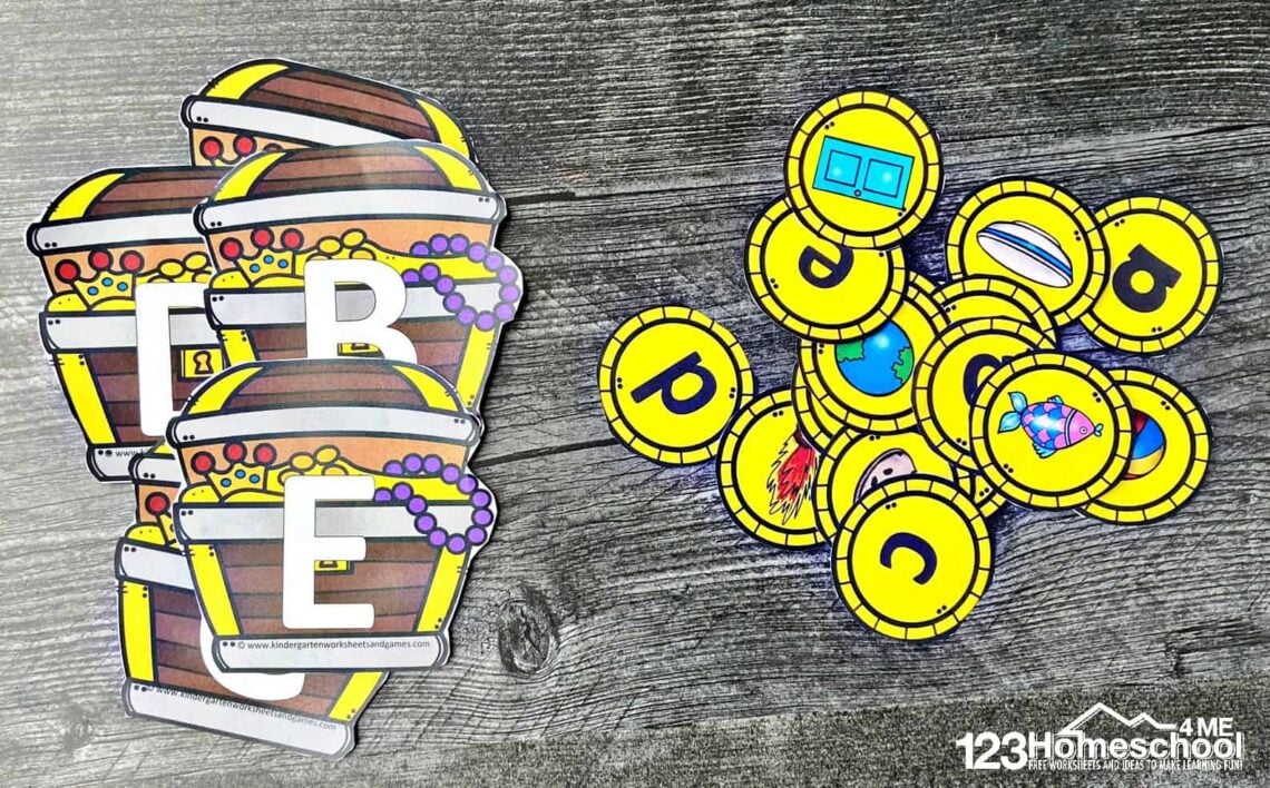 ☠️ FREE Pirate Letter Sound Games Printable Matching Activity