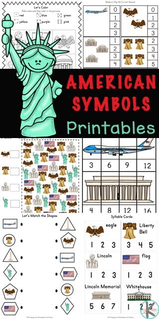 🗽 FREE American Symbols Kindergarten Activity Sheets