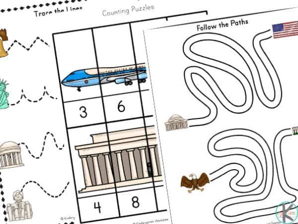 🗽 FREE American Symbols Kindergarten Activity Sheets