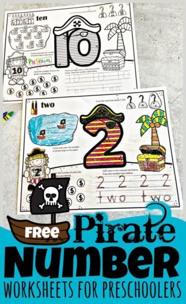 🦜🏴‍☠️FREE Printable PIRATE Worksheets for Kindergarten