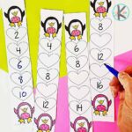 FREE Penguin Skip Counting Number Strips Activity for Valentines Day