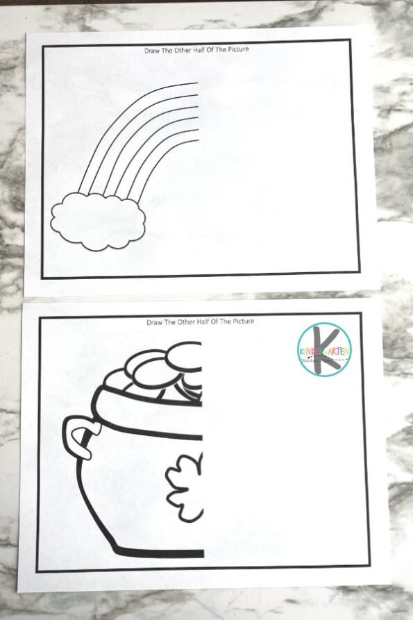 🍀 St Patrick’s Day Finish the Drawing Symmetry Worksheets for Kindergarten