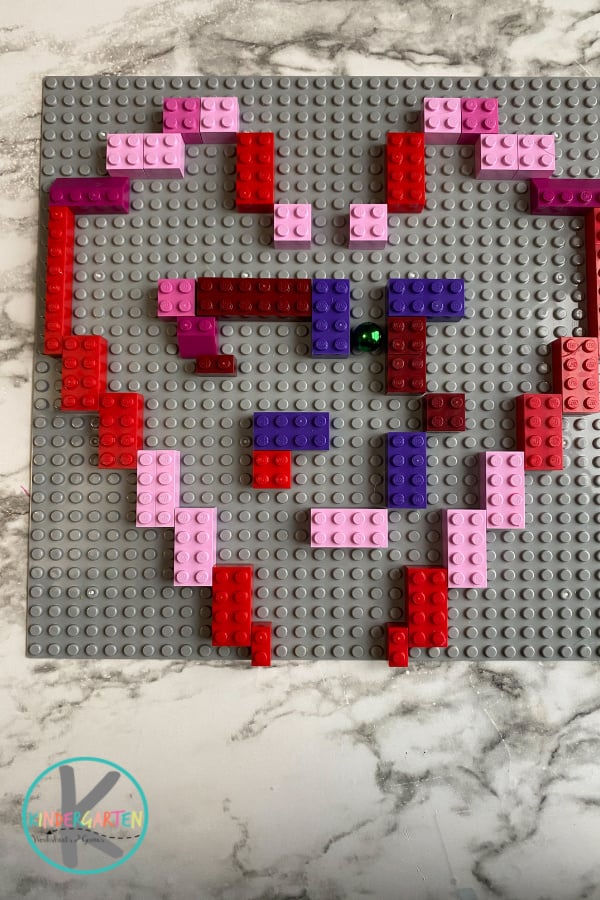 Heart LEGO Maze Valentines Day STEM Activities