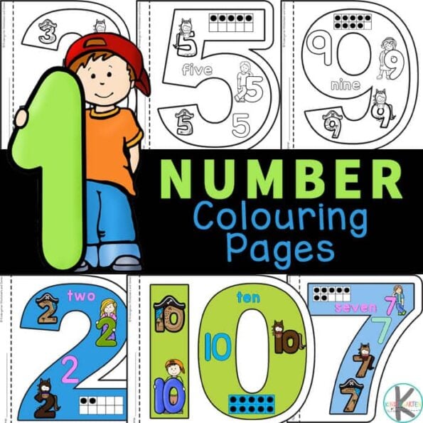 FREE Number Coloring Pages 1-10 Worksheets