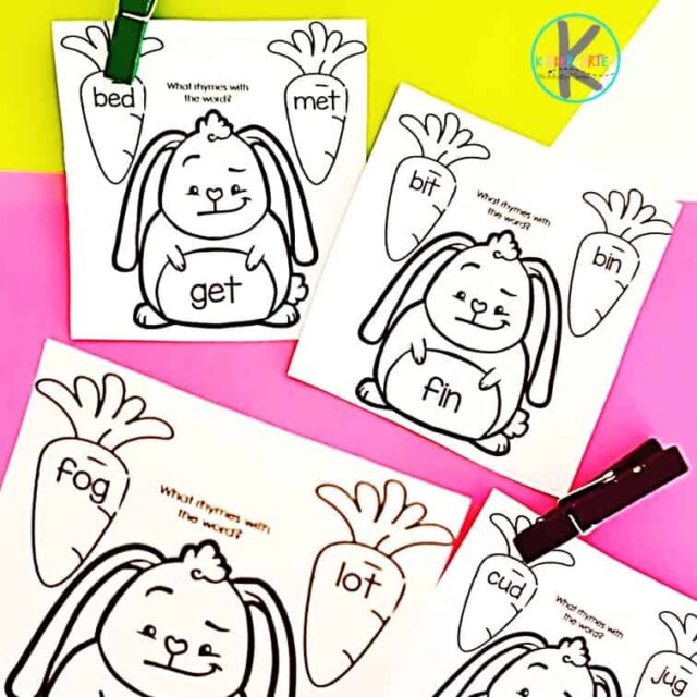 🐇 FREE Printable Spring Bunny Rhyming Activity for Kindergarten