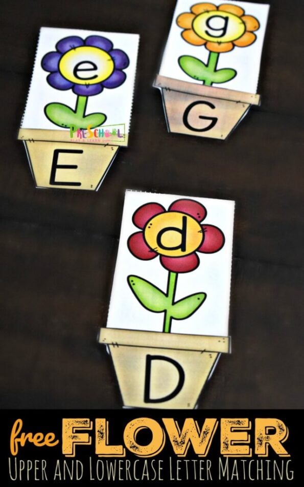 ☔ FREE Printable Spring Alphabet Letter Matching Game for Kindergarten