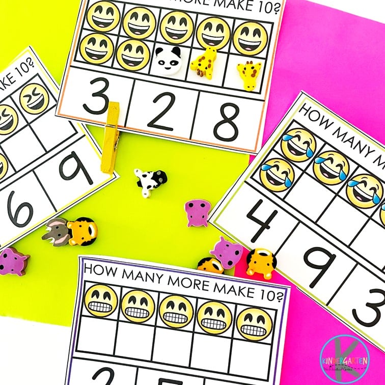 😁 FREE Printable Emoji Making 10 with Ten Frames Clip Cards Activity