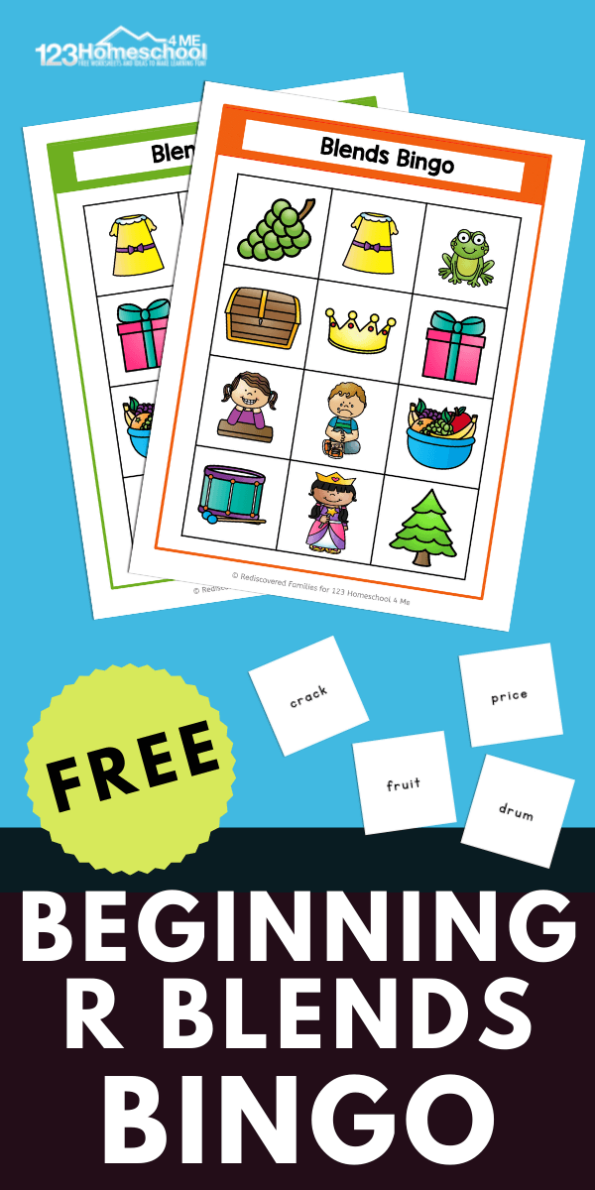 FREE R Consonant Blends BINGO Phonics Game For Kindergarten