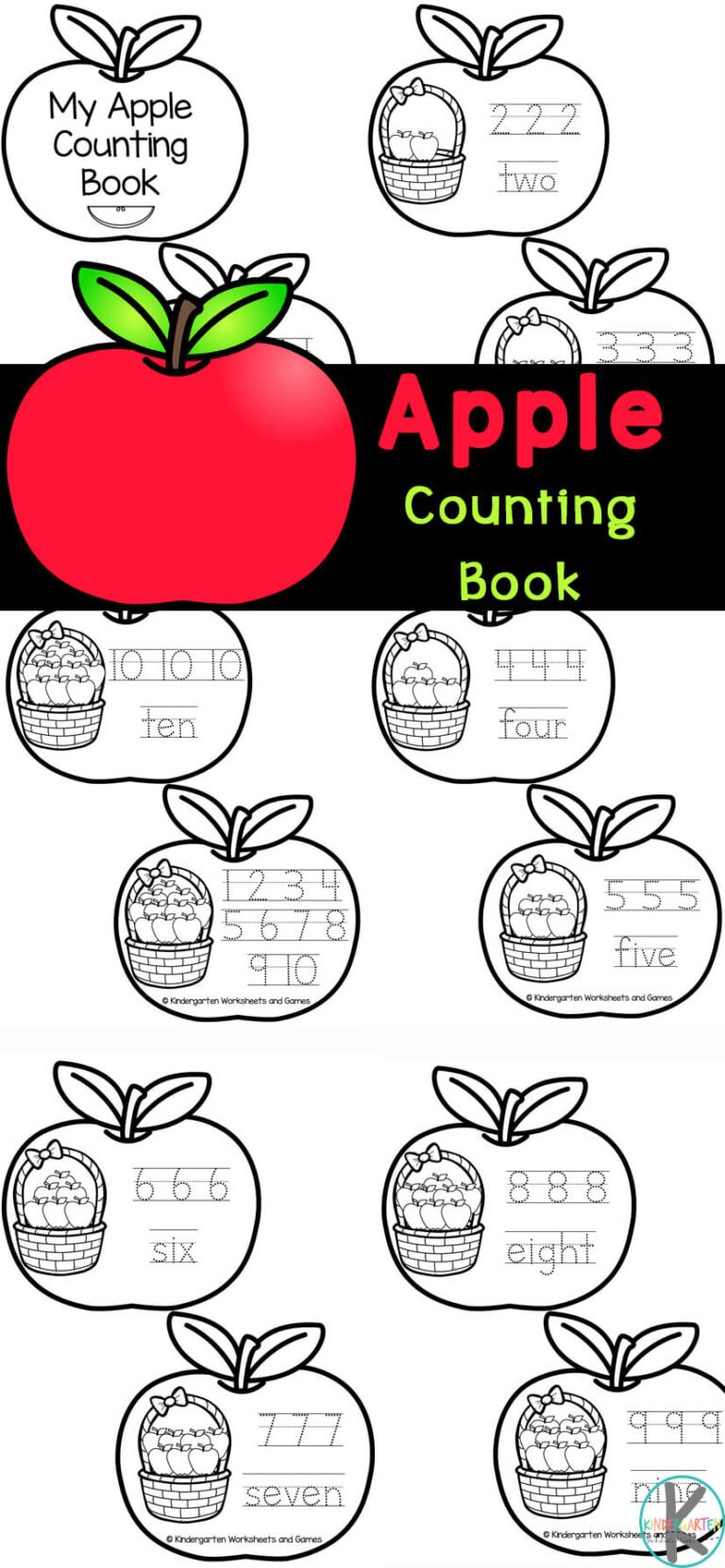🍎 FREE Printable Apple Counting Book 0-10