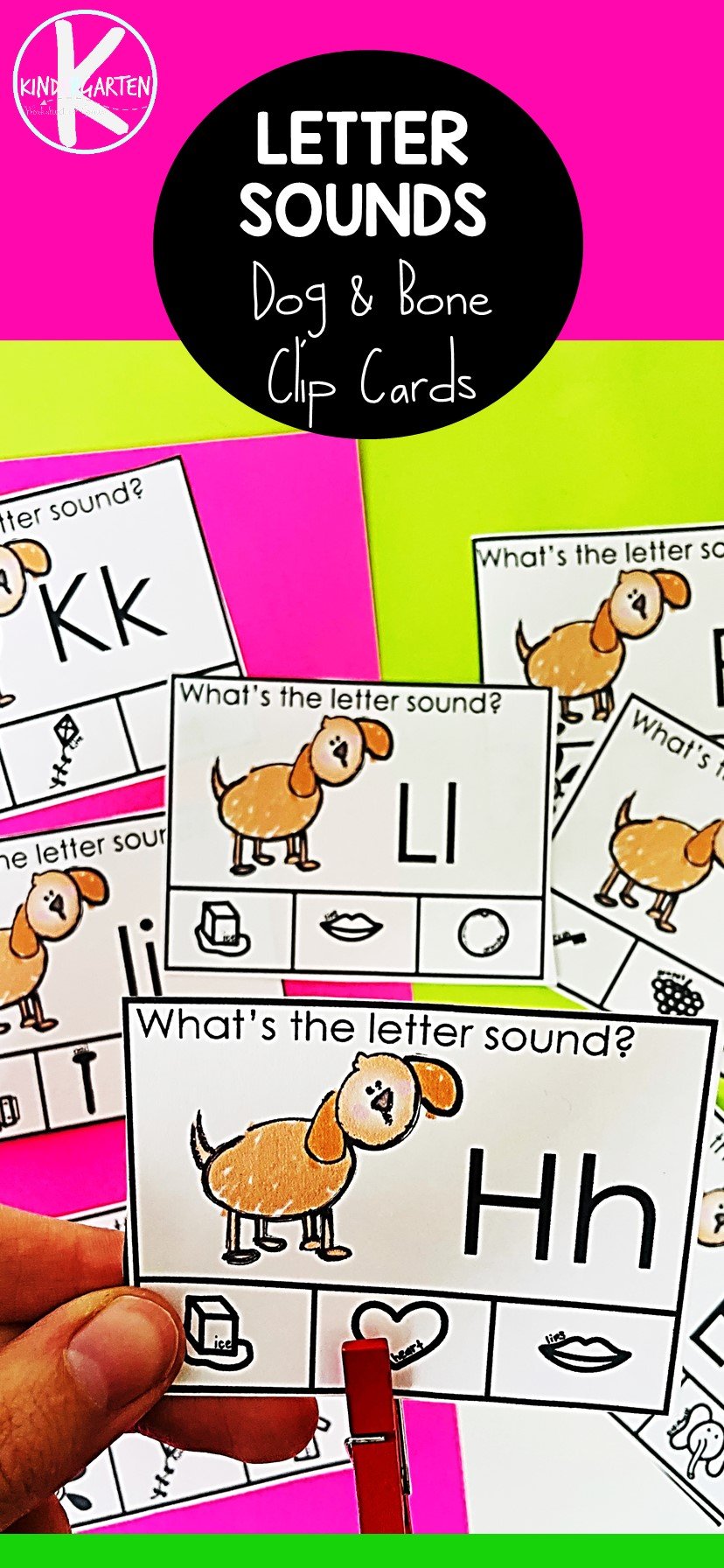 🐶 Dog and Bone Clip Cards - Beginning Sound Activities for Kindergarten