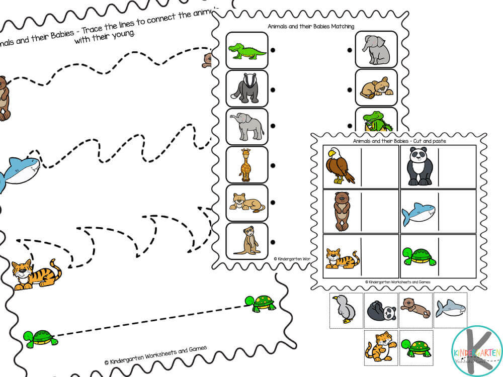 🐍🦦🐘 FREE Animals and their Babies Worksheets