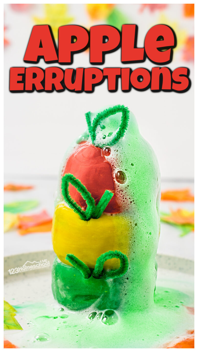 🍎 Apple Volcano Experiment and Activity for Kids in September
