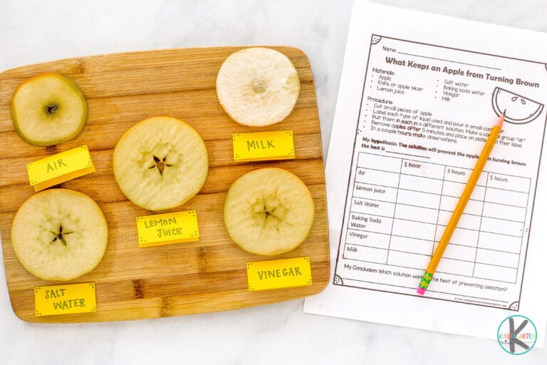 🍏 Apple Browning Science Experiment with FREE Oxidation Worksheet