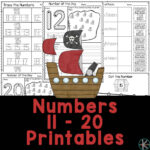 🦜 FREE Printable Pirate Numbers 11-20 Worksheets