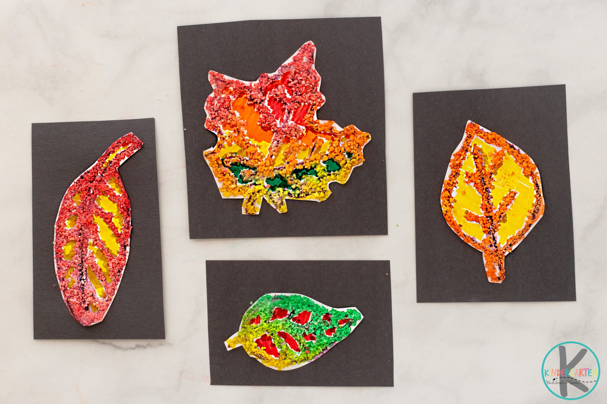 🍁 Autumn Leaf Watercolor Salt Painting Craft