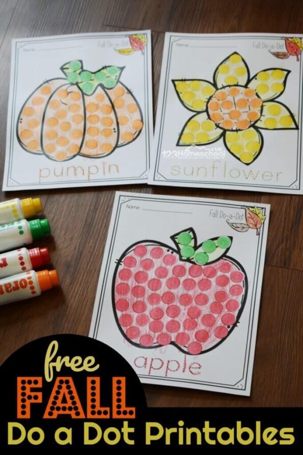 Fall Dice Worksheets for Kindergarten