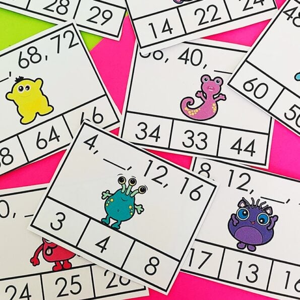 FREE Counting by 4s Monster Clip Cards