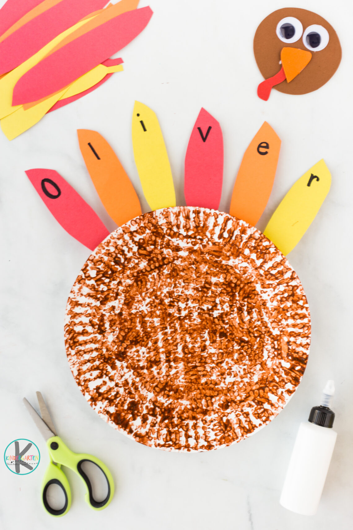 🦃 Corn-Painted Turkey Name Craft for Kindergarten
