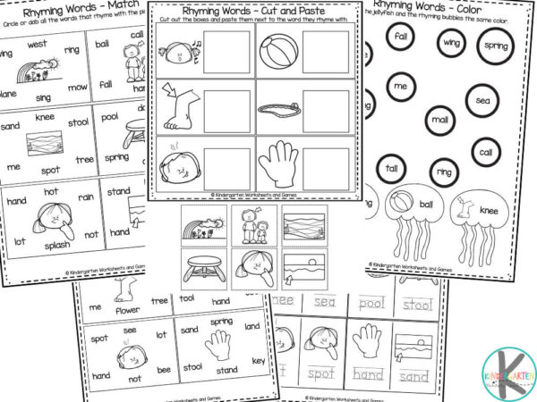 FREE Printable Rhyming Words Worksheets For Kindergartners